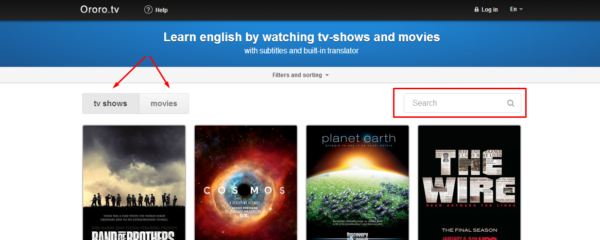 La mejor web para aprender inglés: Ororo TV - Daway